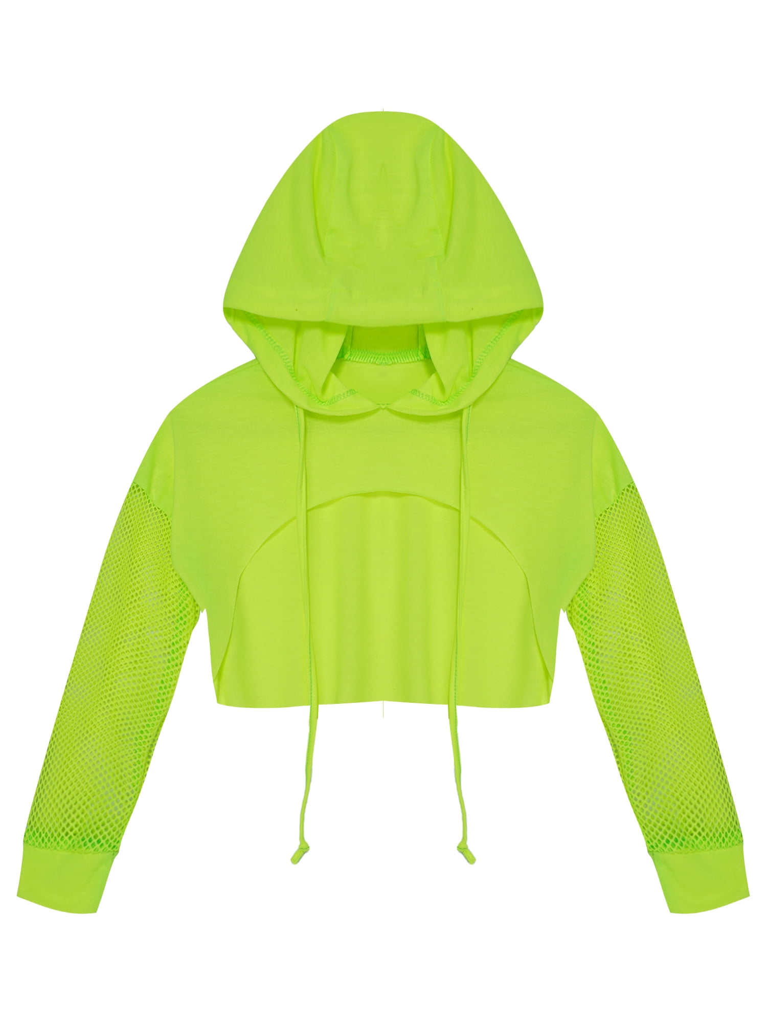 YUUMIN Kids Girls Breathable Mesh Hoodie Crop Top Modern Jazz Hiphop ...