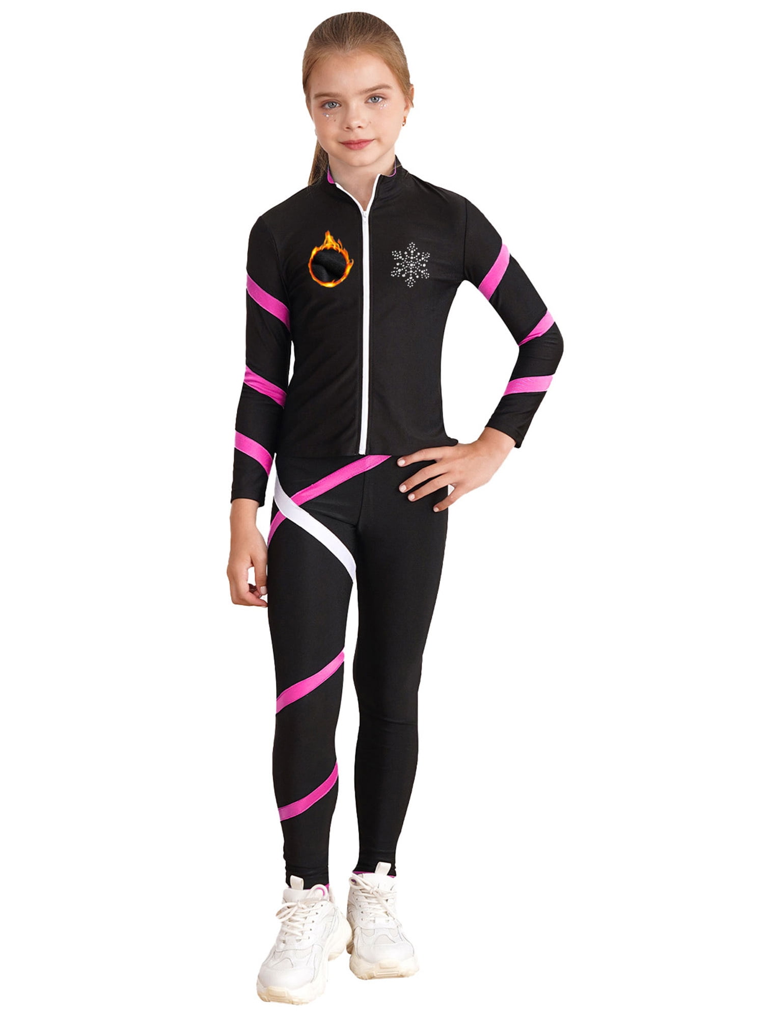 YUUMIN Kids Girls Figure Ice Skating Jacket Pants Set 2 Pieces ...