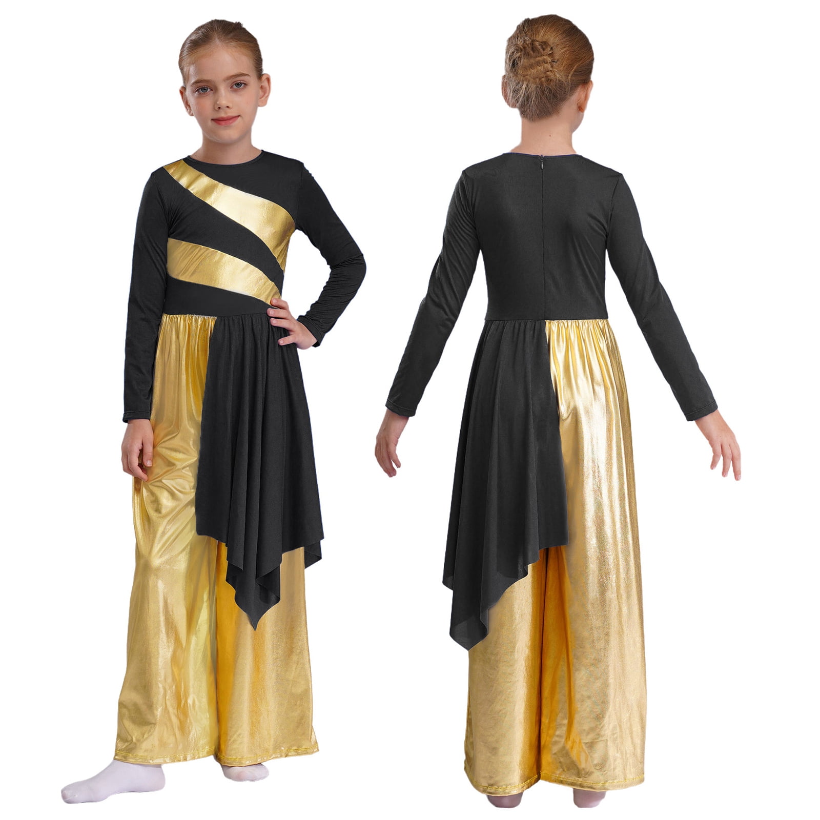 YUUMIN Kids Girls Liturgical Lyrical Praise Dance Jumpsuit Worship Gown ...