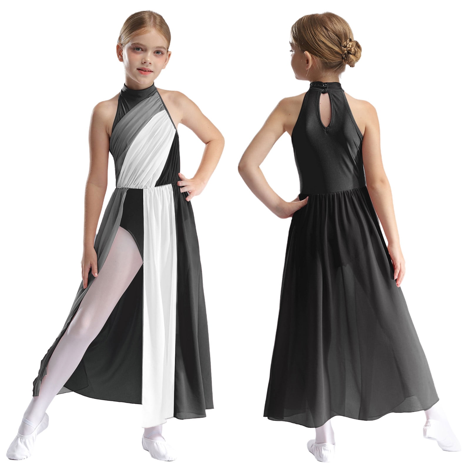 YUUMIN Kids Girls Lyrical Dance Dresses Modern Jazz Ballet Dancewear ...