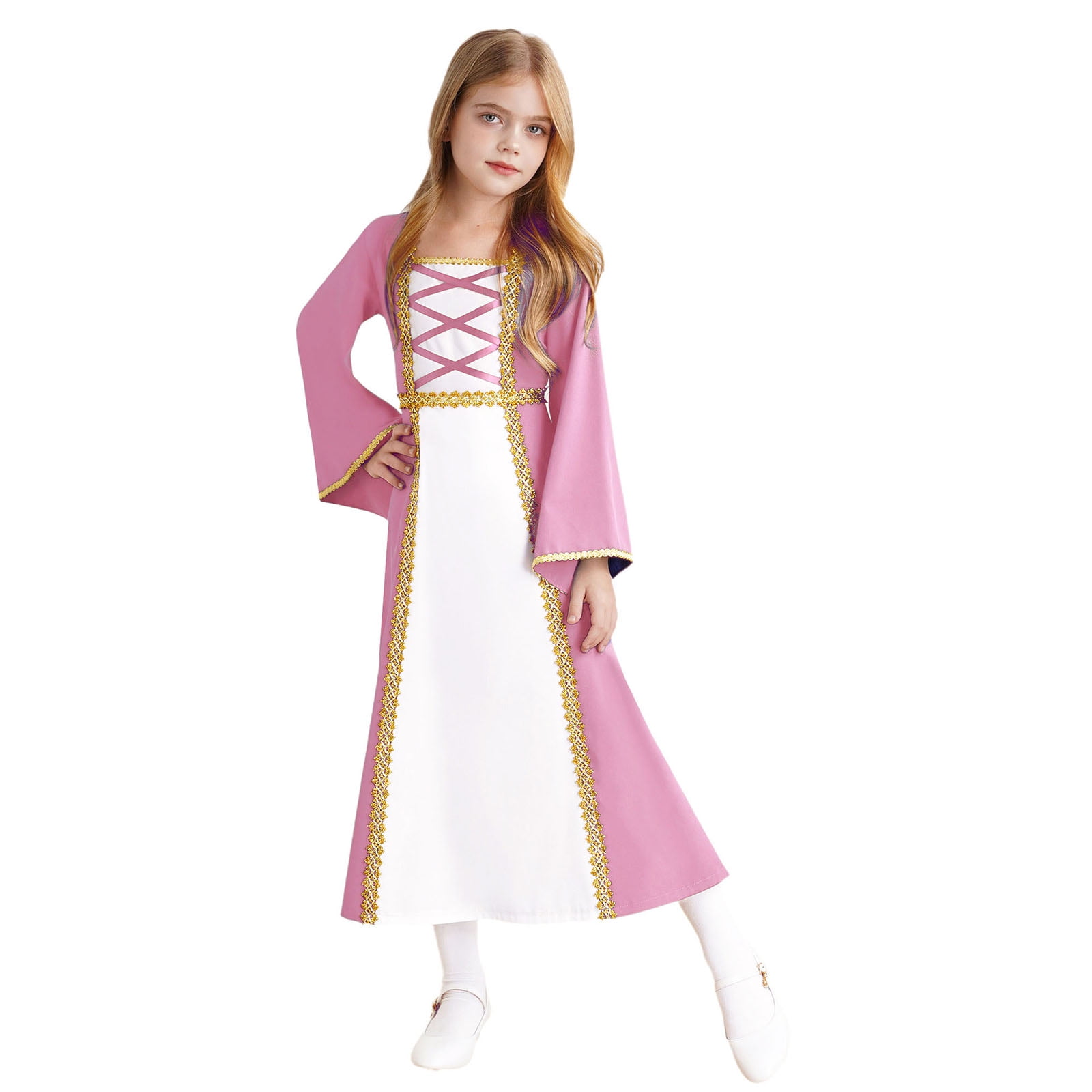 YUUMIN Kids Girls Medieval Renaissance Vintage Dress Gothic Ball Gown ...