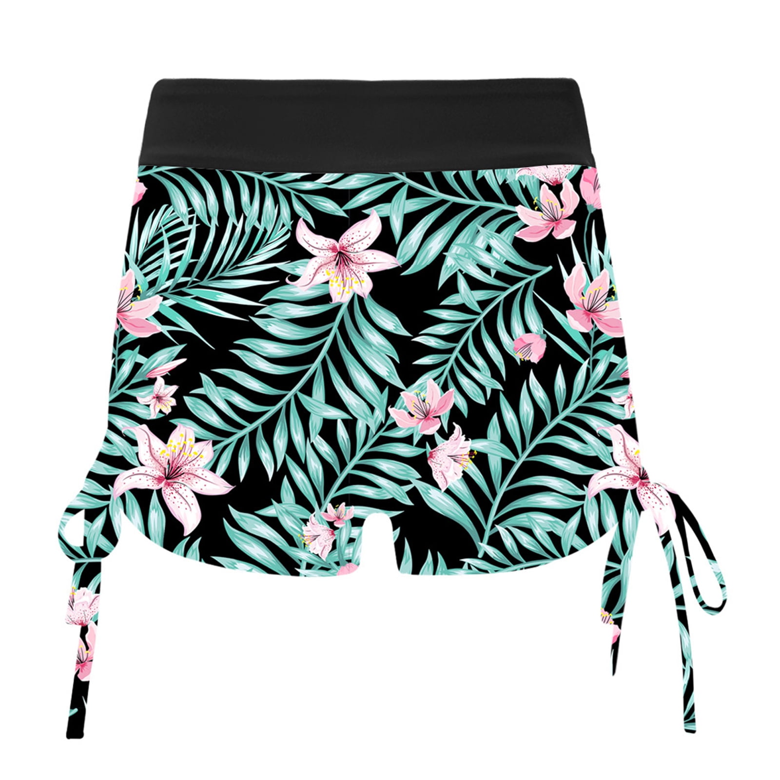 YUUMIN Kids Girls Printed Swim Shorts Quick Dry Lace Up Side ...