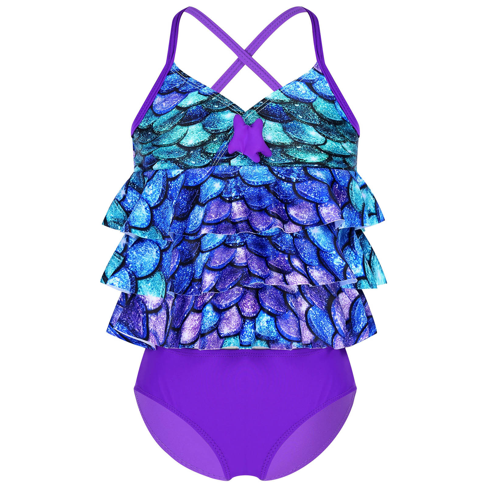 Justice Girls Ruffle Tankini Top with Adjustable Straps and Bikini ...