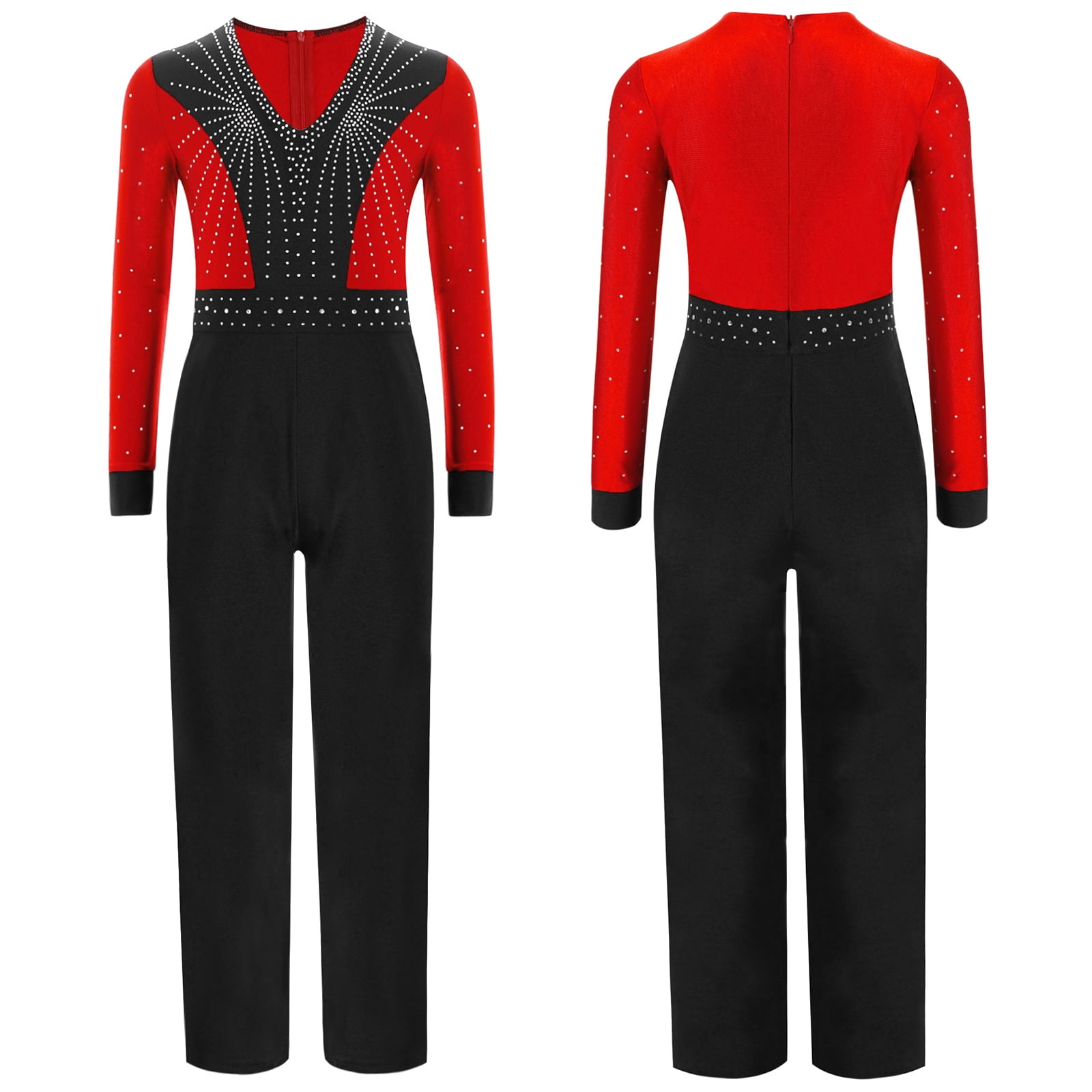 YUUMIN Kids Latin Tumbling Dance Leotard Full Length Jumpsuit Boys ...