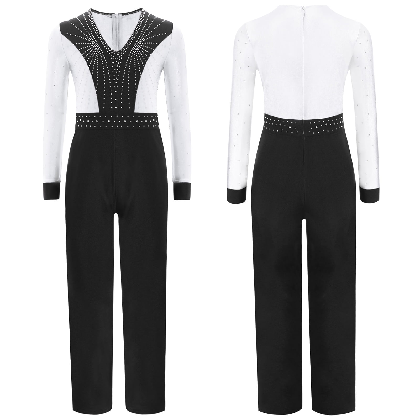 YUUMIN Kids Latin Tumbling Dance Leotard Full Length Jumpsuit Boys ...