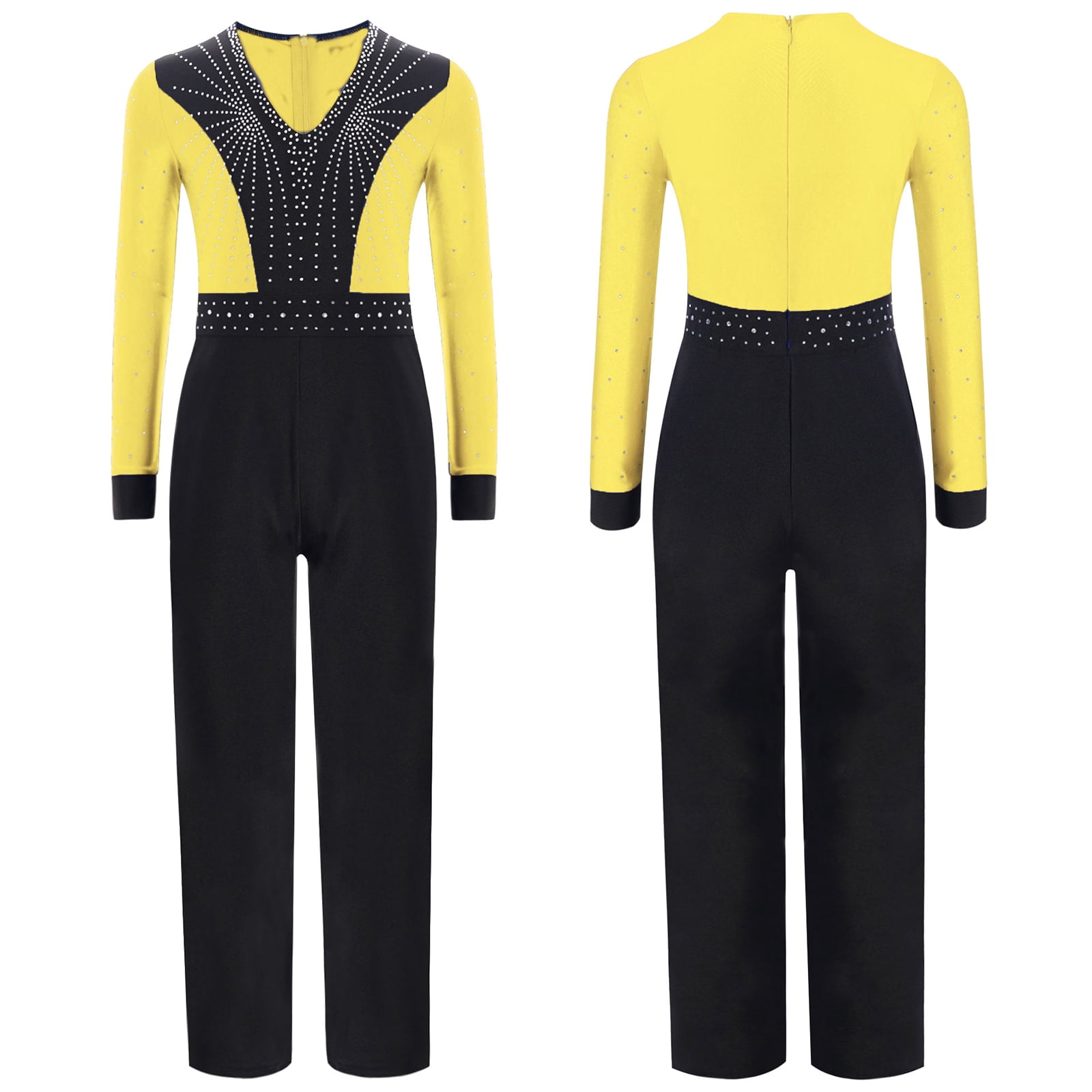 YUUMIN Kids Latin Tumbling Dance Leotard Full Length Jumpsuit Boys ...