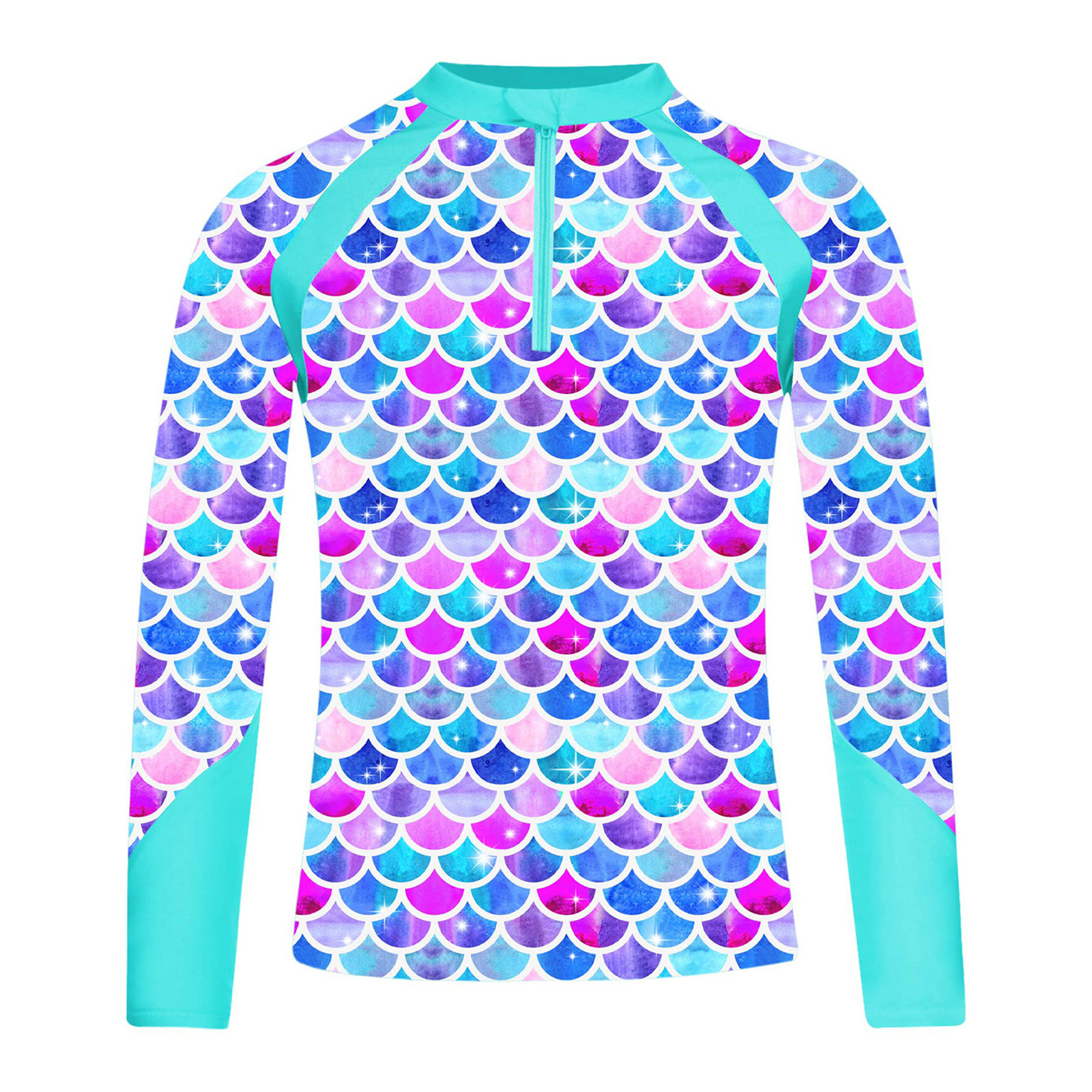 YUUMIN Swim Top for Girls Tie Dye Upf 50+ Long Sleeve Rash Guard Shirts ...