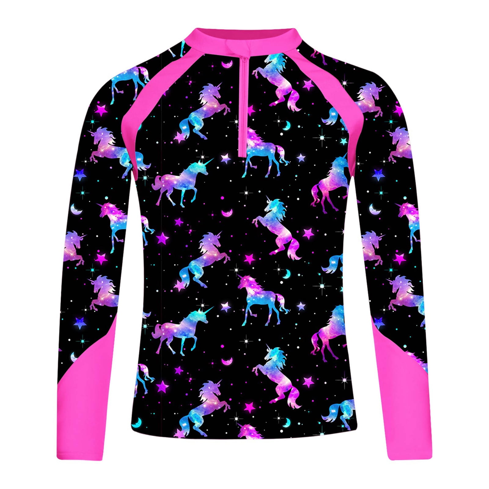 YUUMIN Swim Top for Girls Tie Dye Upf 50+ Long Sleeve Rash Guard Shirts ...