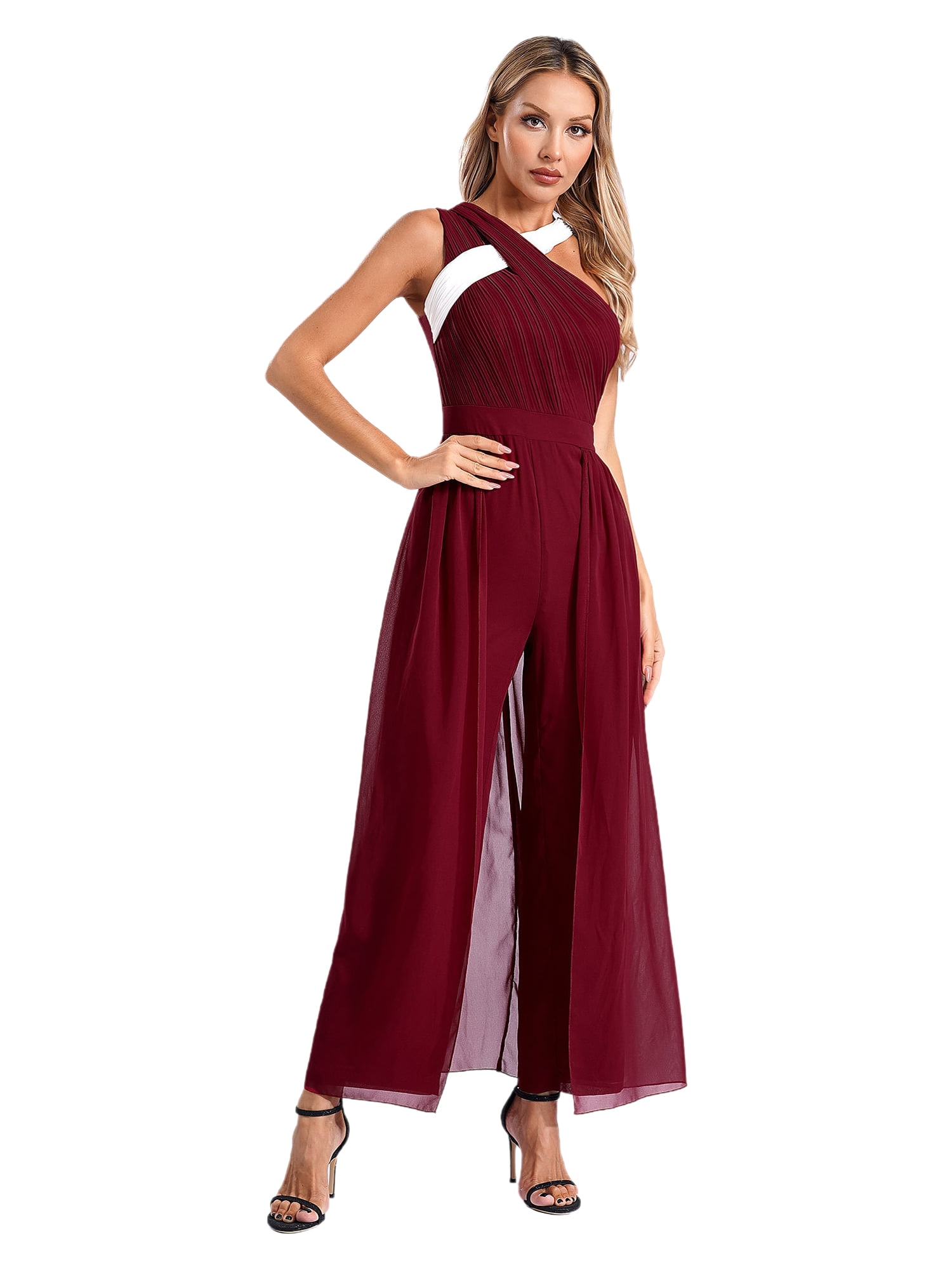 YUUMIN Women's Formal Dressy Jumpsuit Sleeveless Wide Leg Pants Long ...