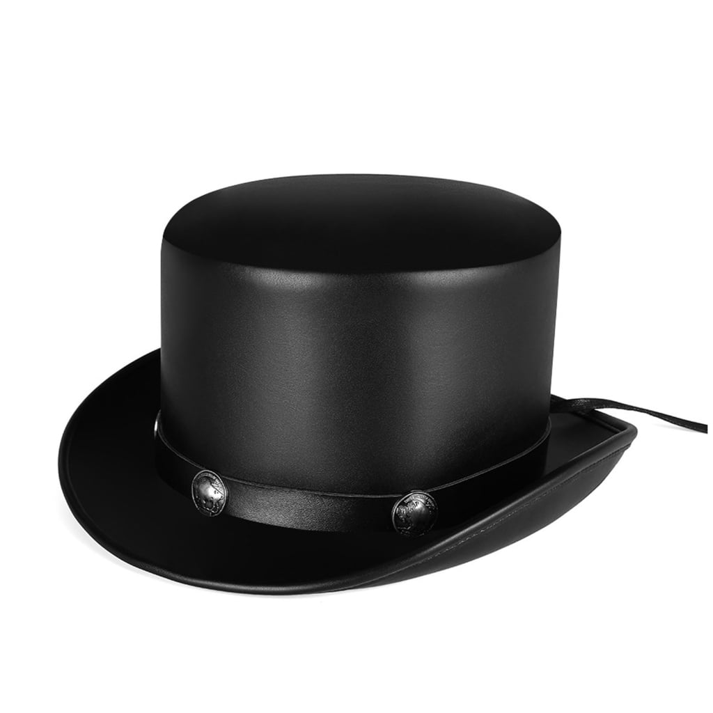 YUUZONE Steampunk Pork Pie Hat, Leather Bowler Hat, Magician Top Hat ...