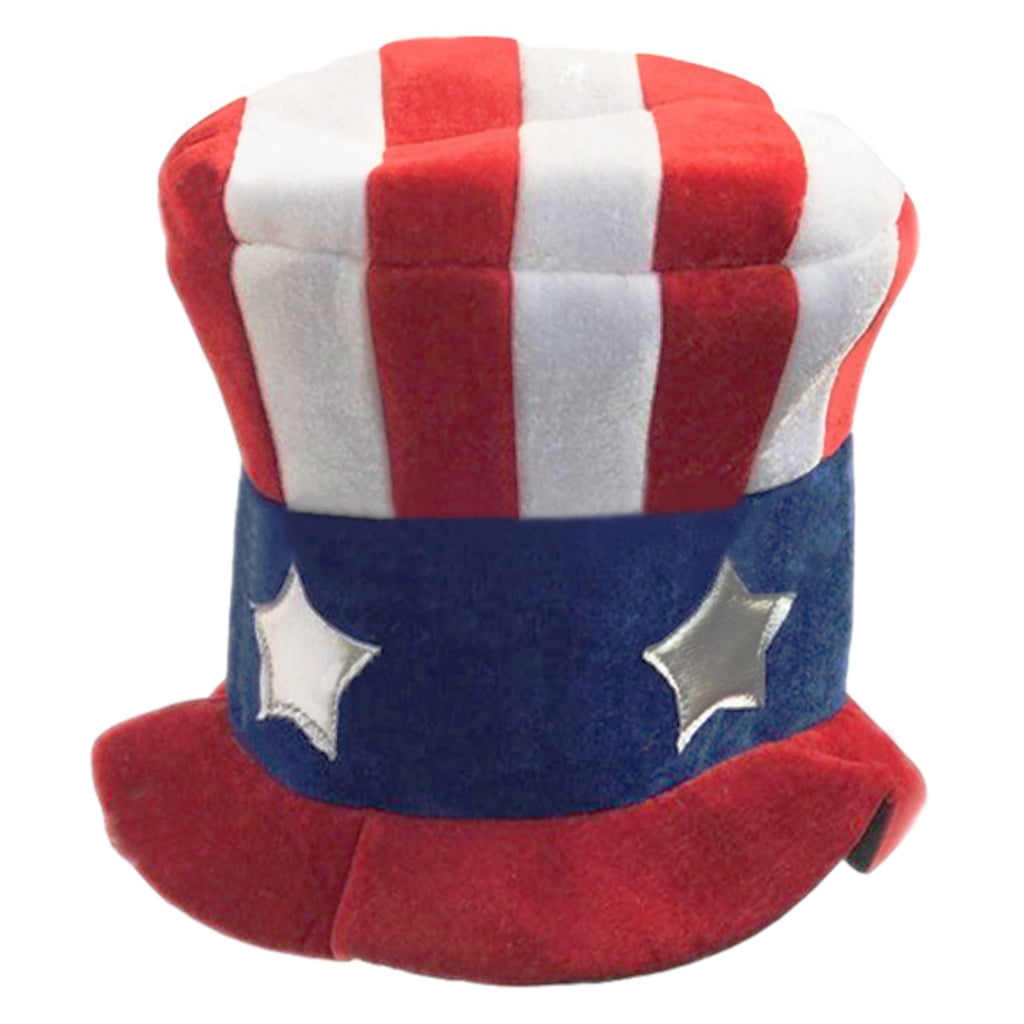 YUUZONE Adu1t Sam Red White Blue Sequin Top Hat Stars Stripes Caps ...