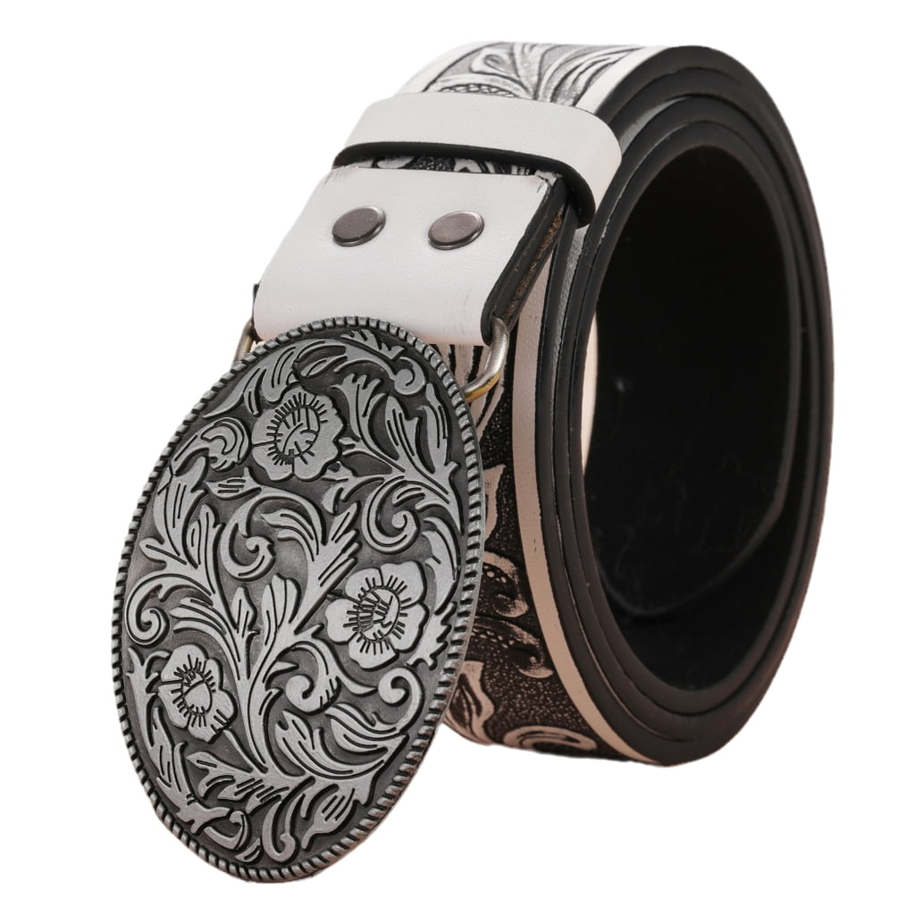 YUUZONE Cowboy Belts For Men Western With Big Buckle Engraved Flower ...