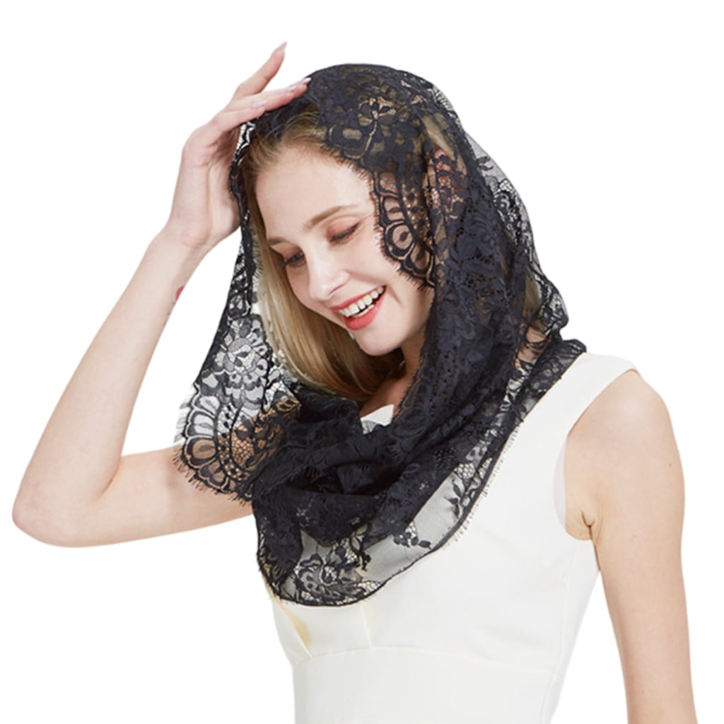 YUUZONE Mantilla Veil Catholic Church Veil Lace Head Cover Women Church ...