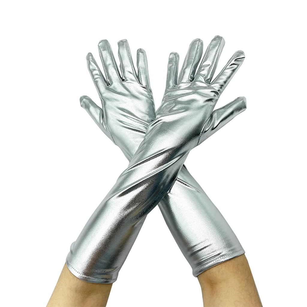 YUUZONE Nightclub Metallic Gloves Gloves Party Accessory Shiny-Gloves ...