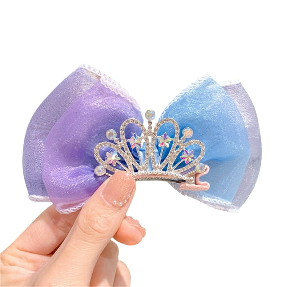 YUUZONE Princess Crown Hair Clip For Girls Bows Hair Clip Bows Barrette ...