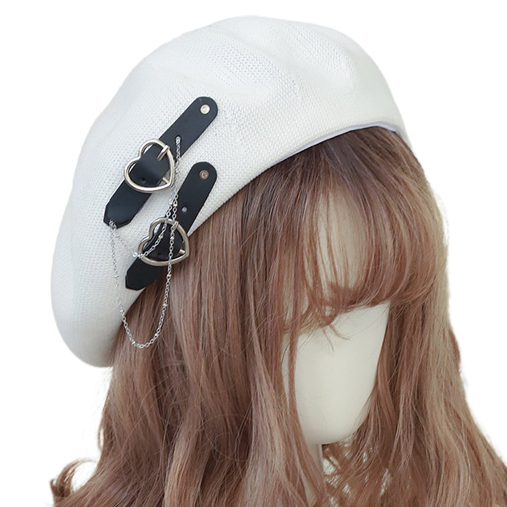 YUUZONE Sweet Cool Lolita Beret Girls Heart Buckle Beret Hat JK Hat ...
