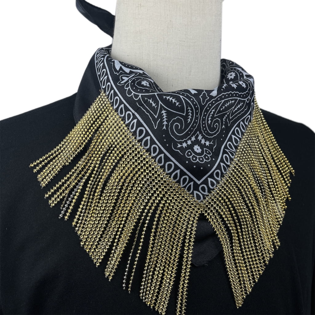 YUUZONE Unisex Rhinestone Fringe Bandana Cashew Print Embellished ...