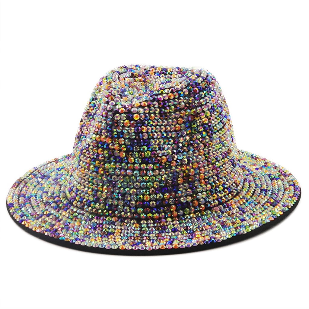 YUUZONE Wide Brim Fedora Hat for Woman Full Rhinestone Felt Top Hats ... YUUZONE Wide Brim Fedora Hat for Woman Full Rhinestone Felt Top Hats ...