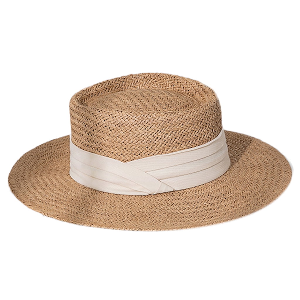 YUUZONE Women Men Summer Woven Straw for Sun Hat Flat Wide Brim Ribbon ... YUUZONE Women Men Summer Woven Straw for Sun Hat Flat Wide Brim Ribbon ...