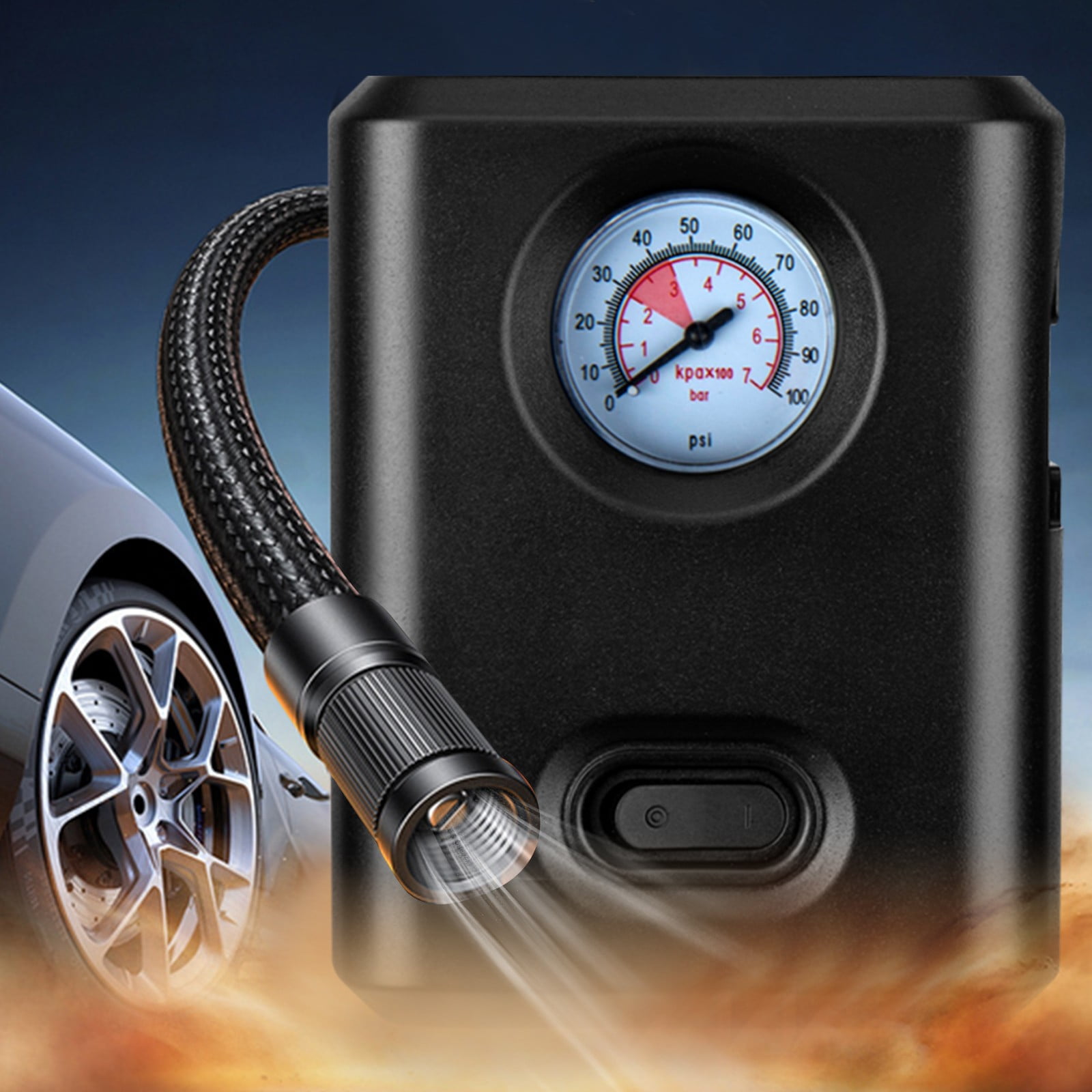 YUVA 12V Corded Tire Inflator, Mechanical Gauge, Metal Cylinder ...