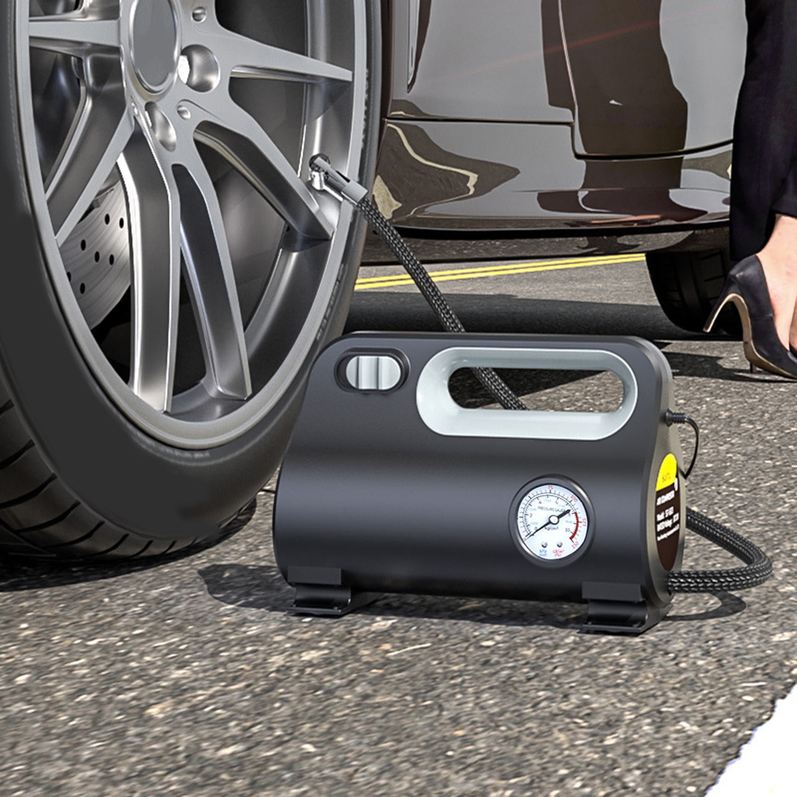 YUVA 12V Portable Tire Inflator, 120Psi, Digital Pressure Gauge, LED ...