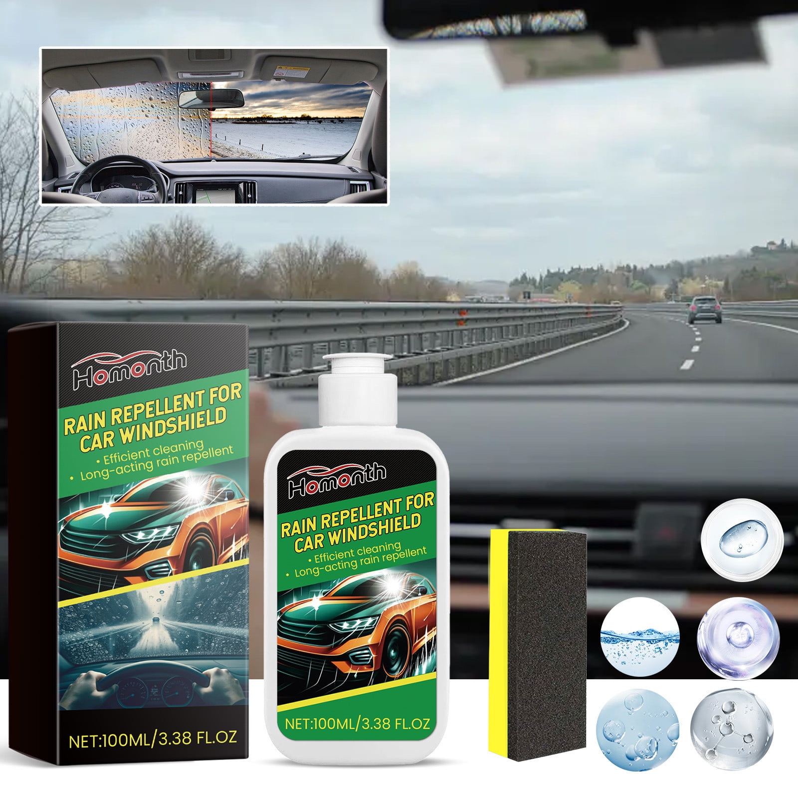 YUVA Auto Glass Coating Cleaner - Stain & Oil Film Removal, Hydrophobic ...