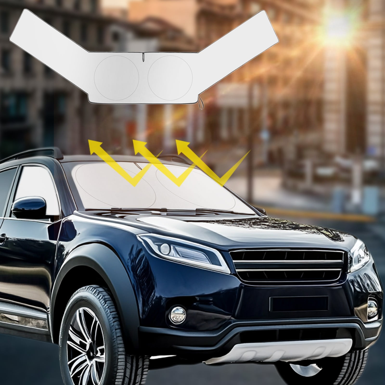 YUVA Extended Car Windshield Sunshade Aluminum Foil Summer Heat ...