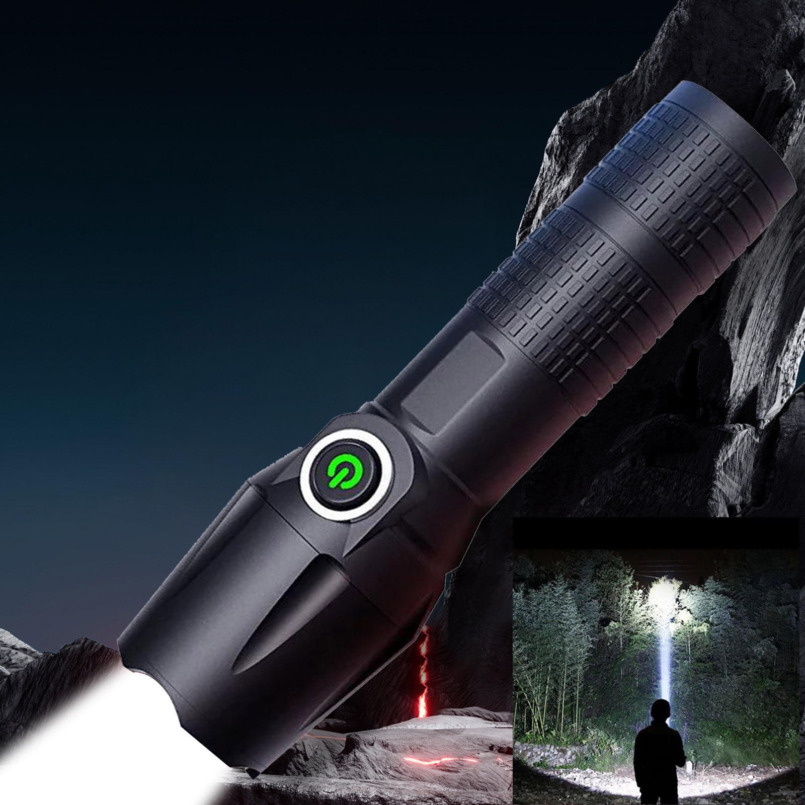 YUVA LED Telescopic Flashlight, 3 Modes (High/Low/Strobe), IPX6 ...