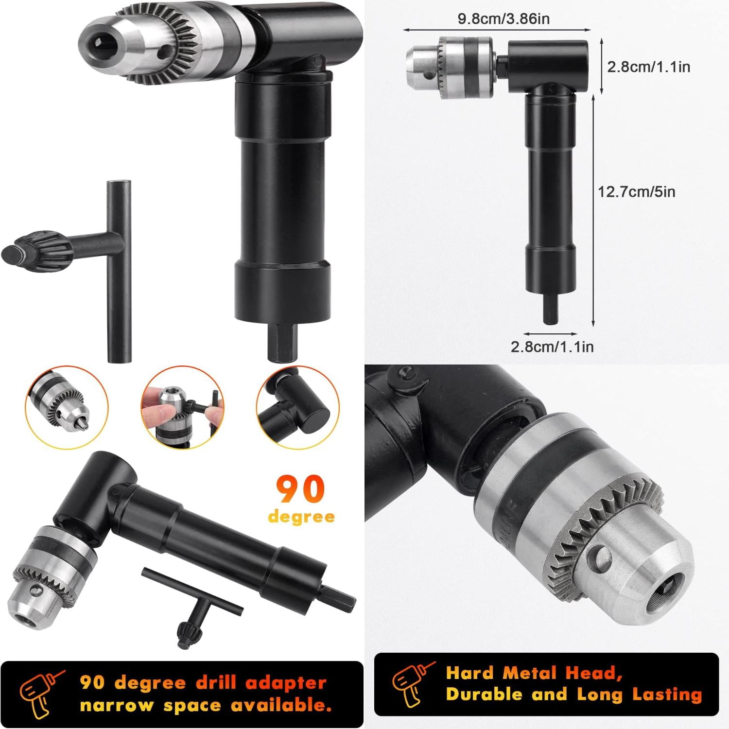 YUXAOJZ Black 90 Degree Right Angle Attachment Cordless Drill Adapter ...