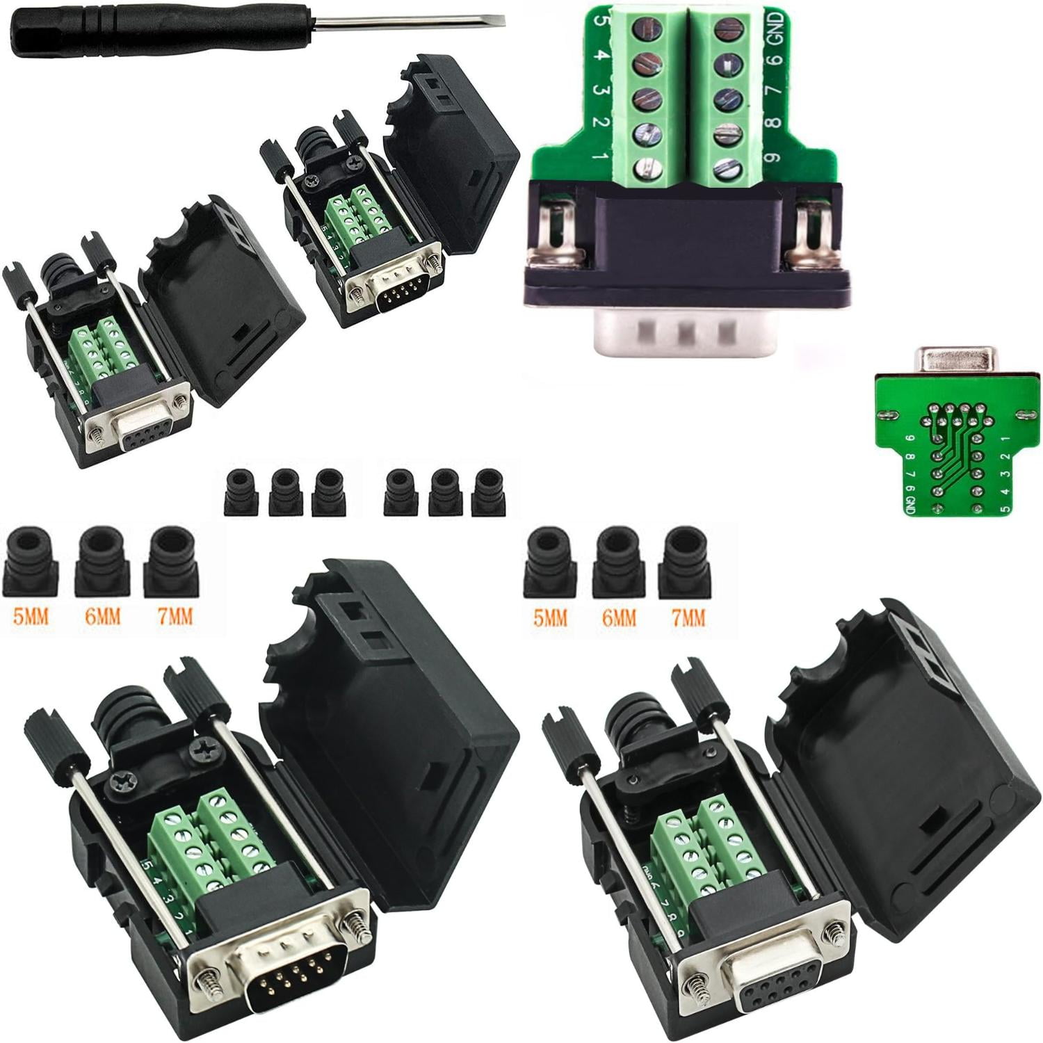 YUXAOJZ Female and Male DB9 RS232 D-SUB Connector Breakout Adapter with Terminal Connector ...