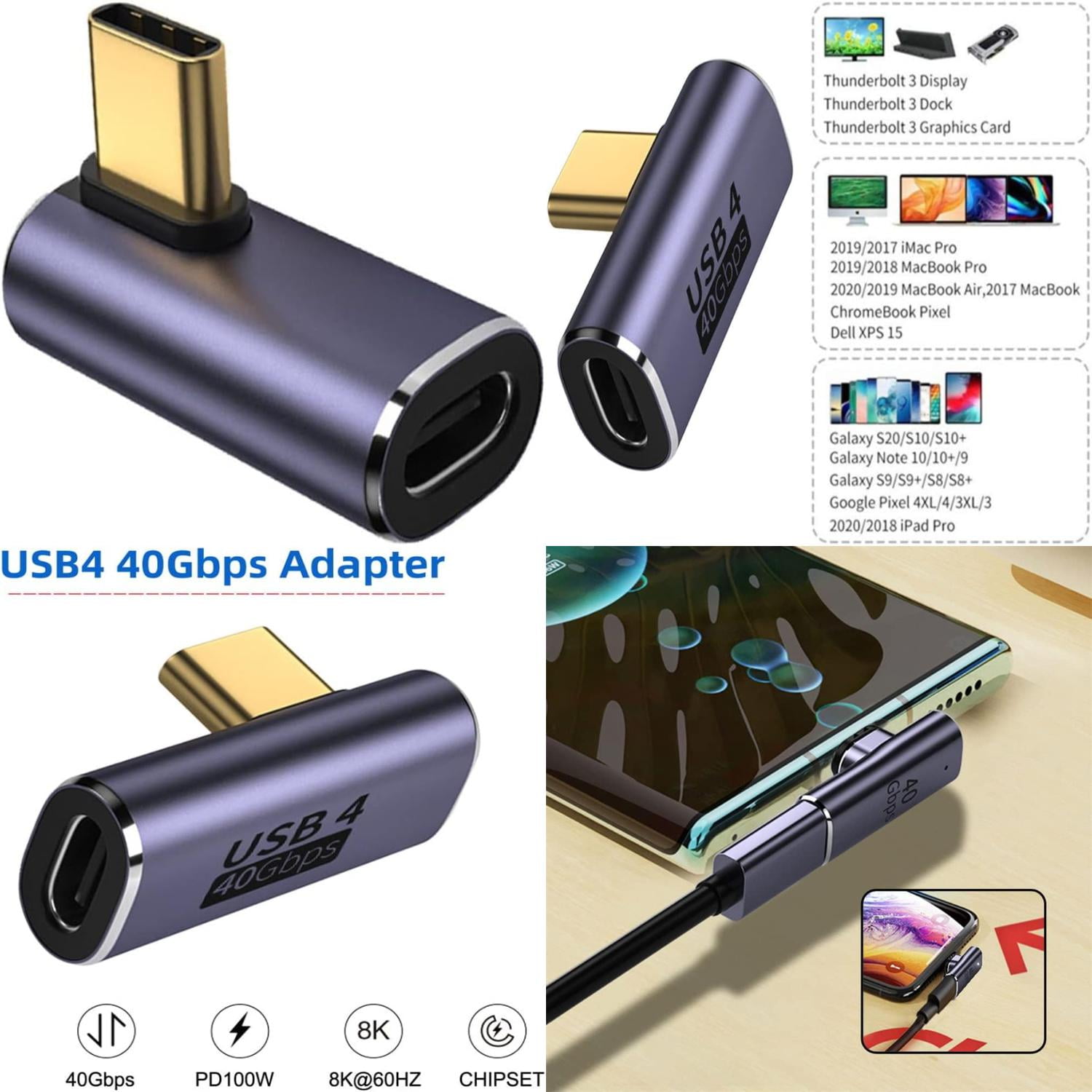 YUXAOJZ High Speed 40Gbps USB4 Type C Male to Female 90 Degree Up Down ...