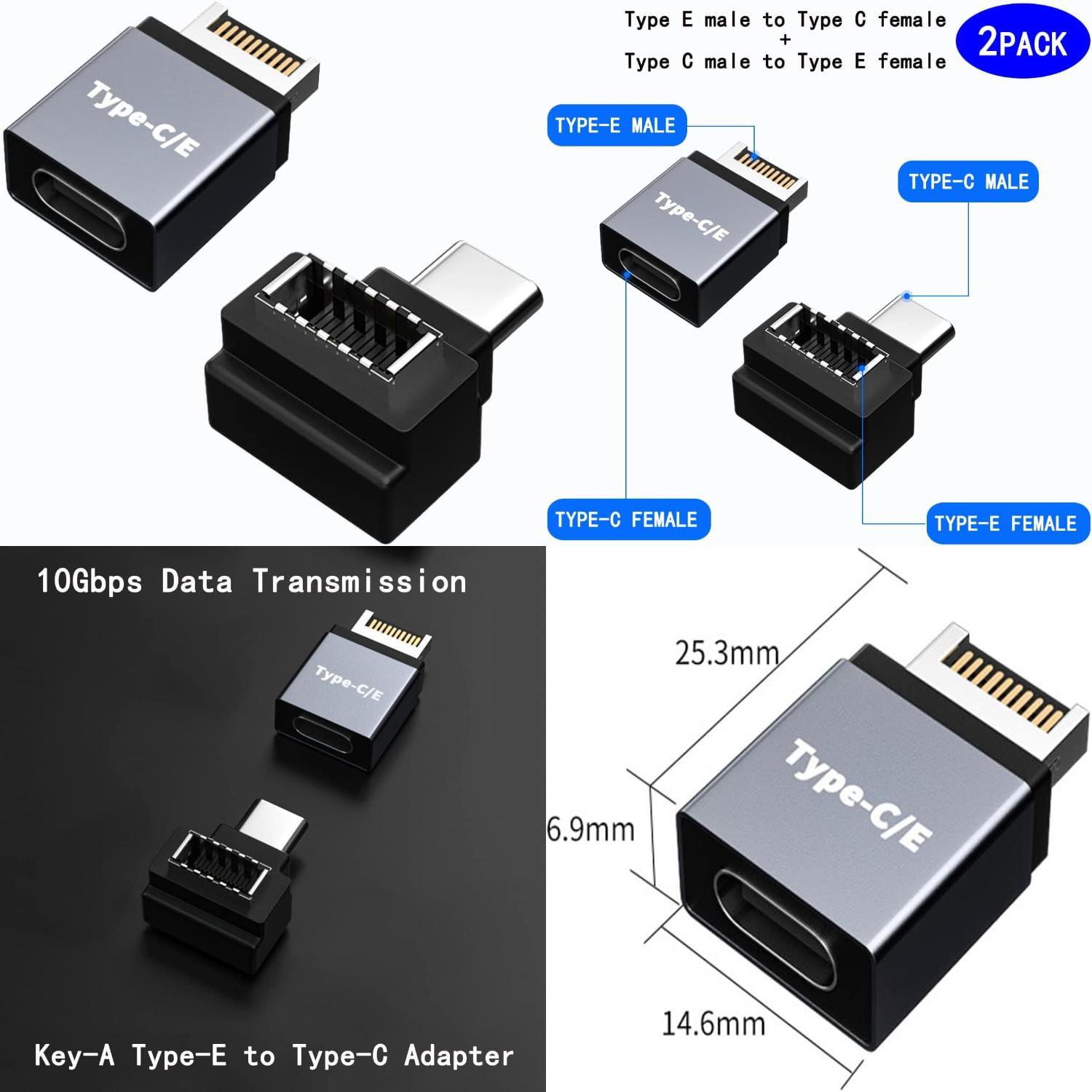 YUXAOJZ High-Speed USB 3.1 Type E to Type C Extension Adapter Gen 2 (10 ...