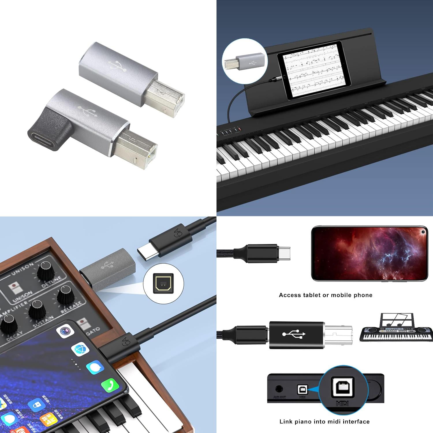 YUXAOJZ Left Angle Female to Printer Male Adapter - (2 Packs) 90-Degree ...