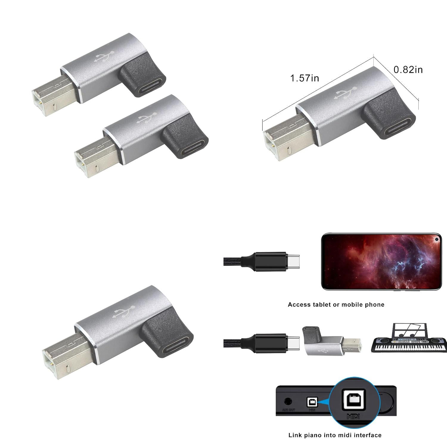 YUXAOJZ Left Angle Female to Printer Male Adapter - (2 Packs) 90-Degree ...