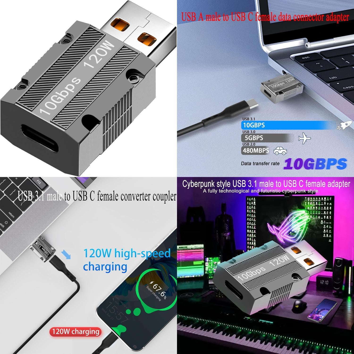 YUXAOJZ Mecha Styles Zinc Alloy USB 3.1 to Type C Adapter with ...