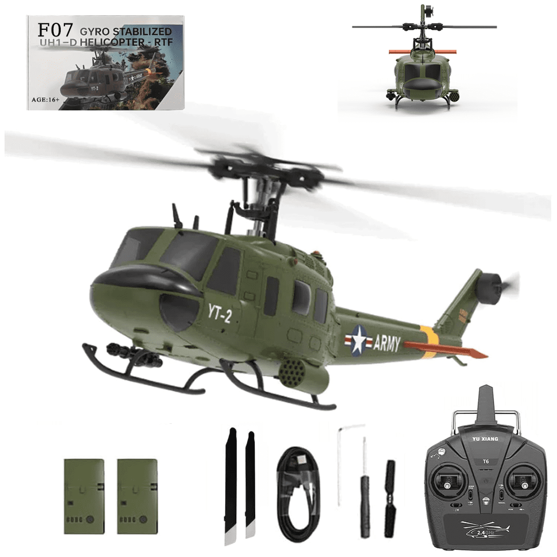 YUXIANG F07 UH-1 Huey 6CH RC Helicopter, 1:34 Scale Brushless ...