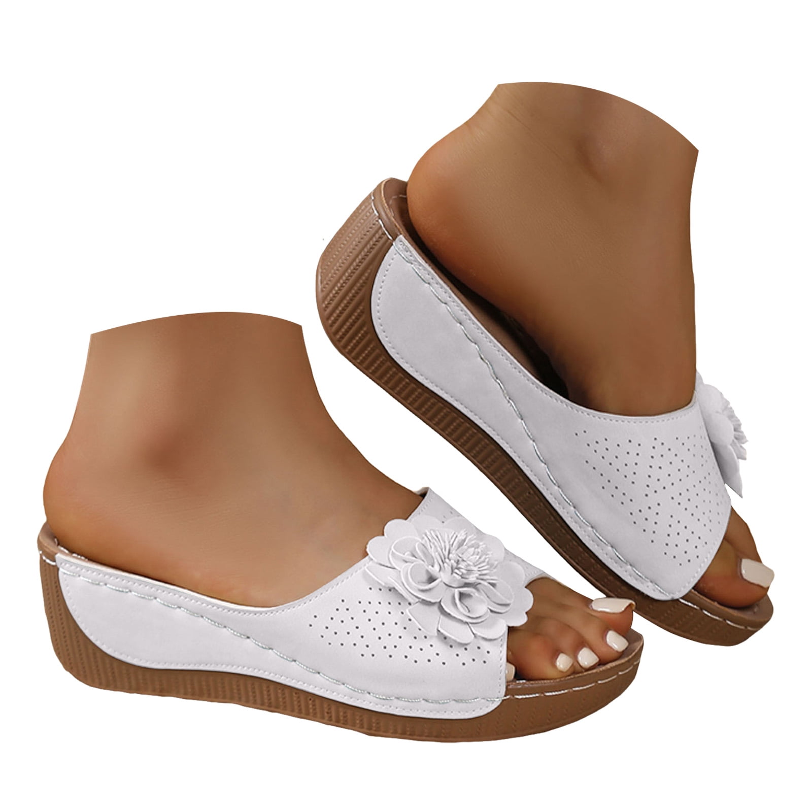 YUXINNANIP Sandals for Women Wedge Platform Shoes Peep Toe Flowers ...