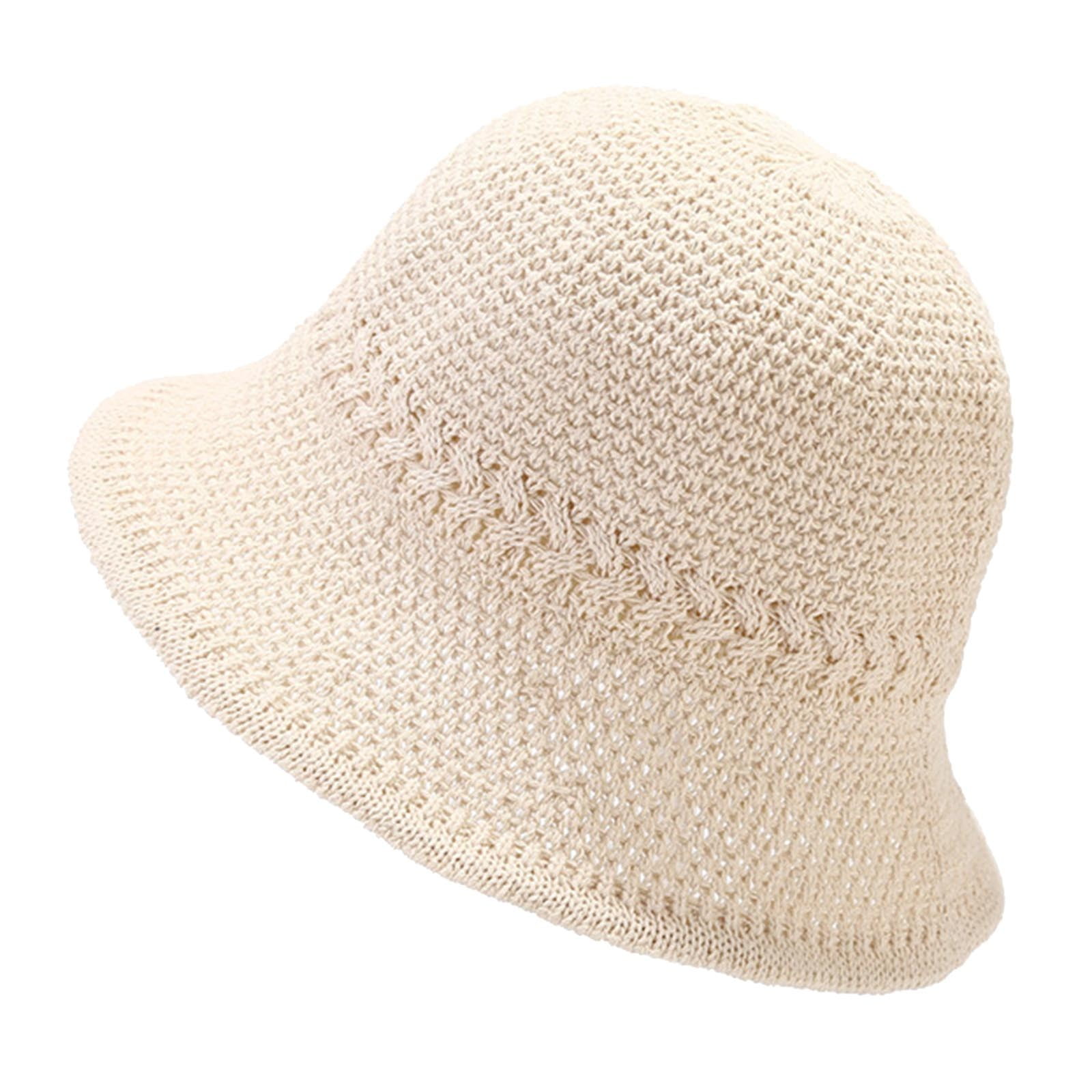 YUXINNANIP Sun Hats For Women Straw Crochet Solid Sun Protection Trendy ...