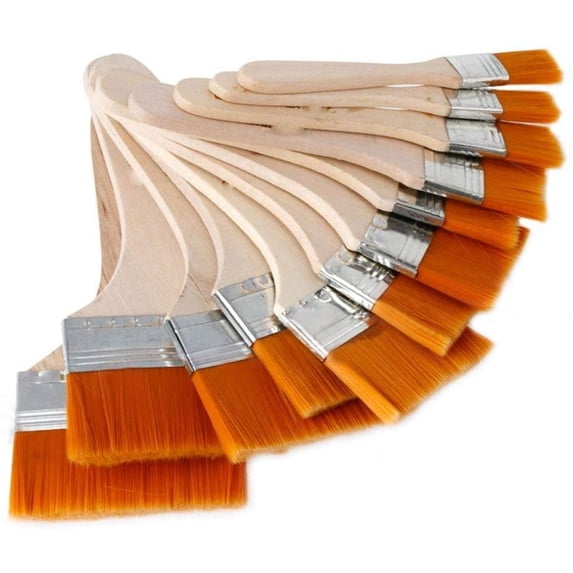 YUXNET Flat Art Paint Brushes Set Assorted Size Nylon Painting Brushes ...