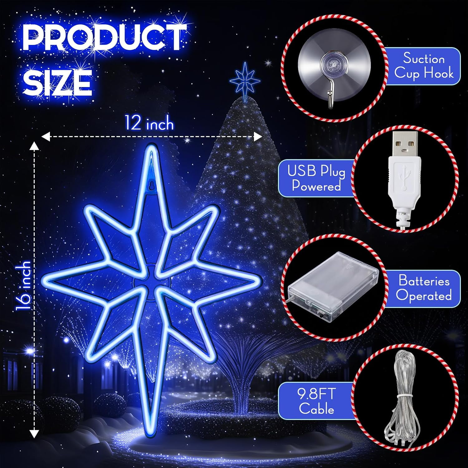 YUYAN-1 Pack 16 Inch Bethlehem Star Window, Christmas Star, Nativity ...
