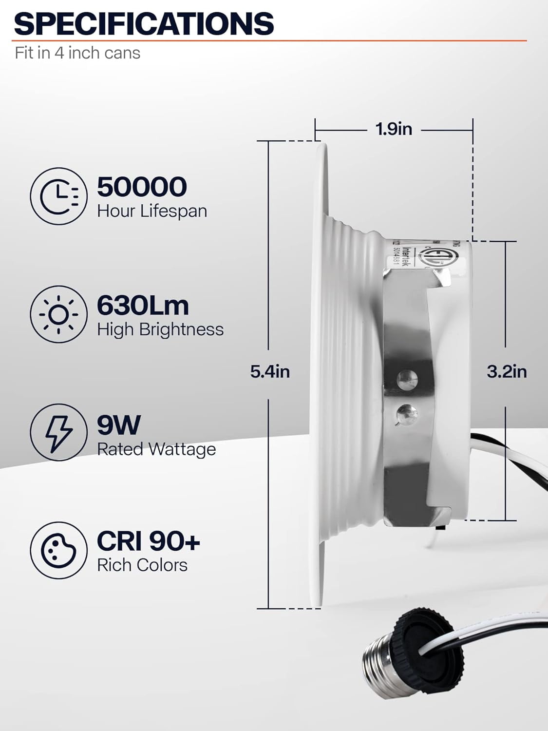 YUYAN-1 Pack 4 Inch LED Can Lights Retrofit Recessed Lighting, 5CCT 4 ...