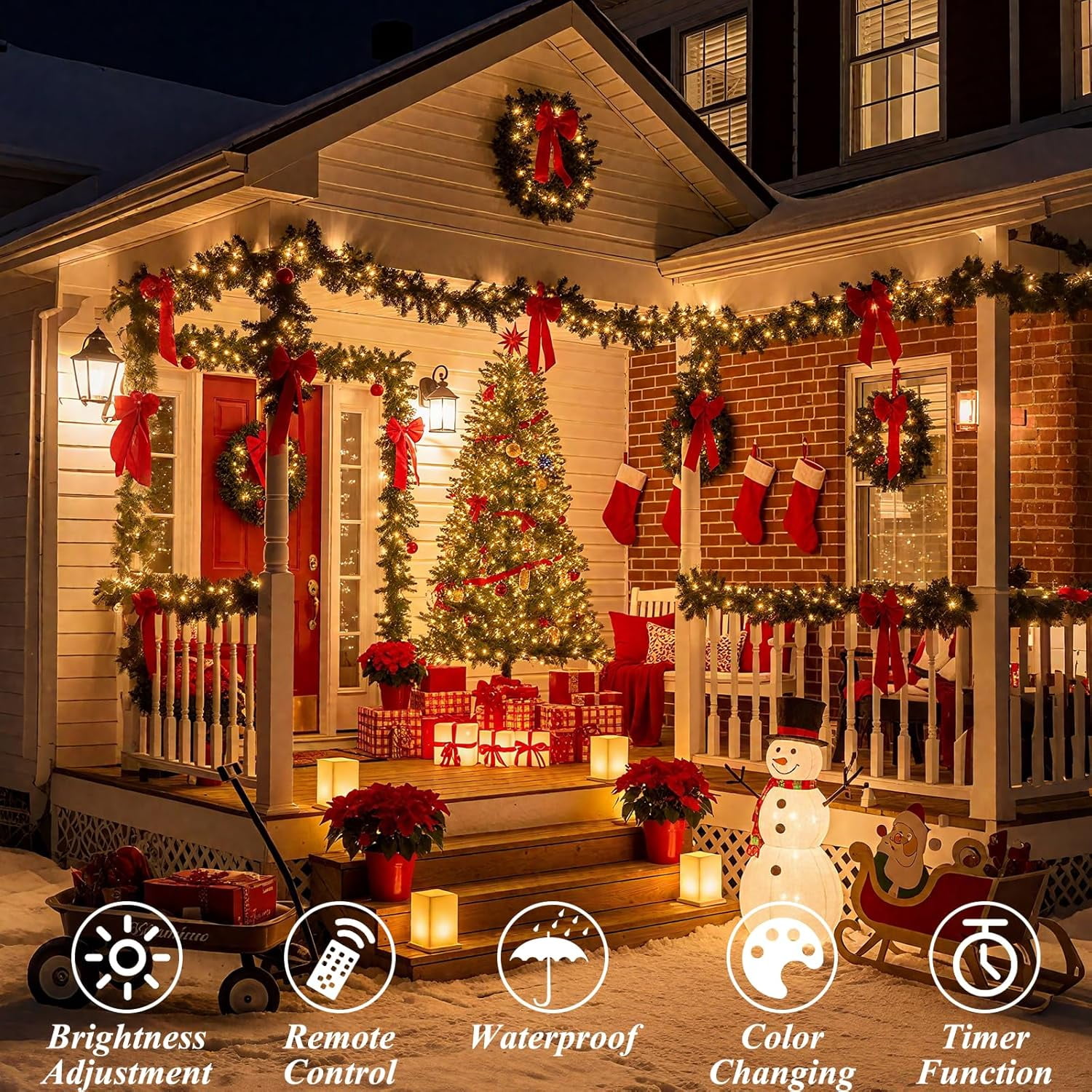 YUYAN-100 LED Solar Christmas String Lights Outdoor, 33FT 34Colors ...