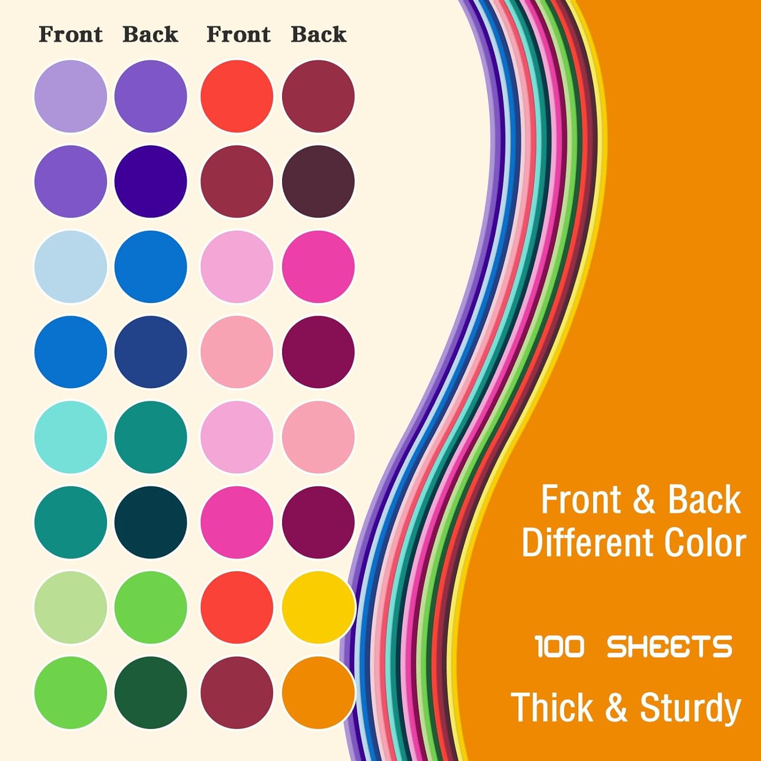 YUYAN-100 Pack Heavy Duty Paper Colored Cardstock Front Back Different ...
