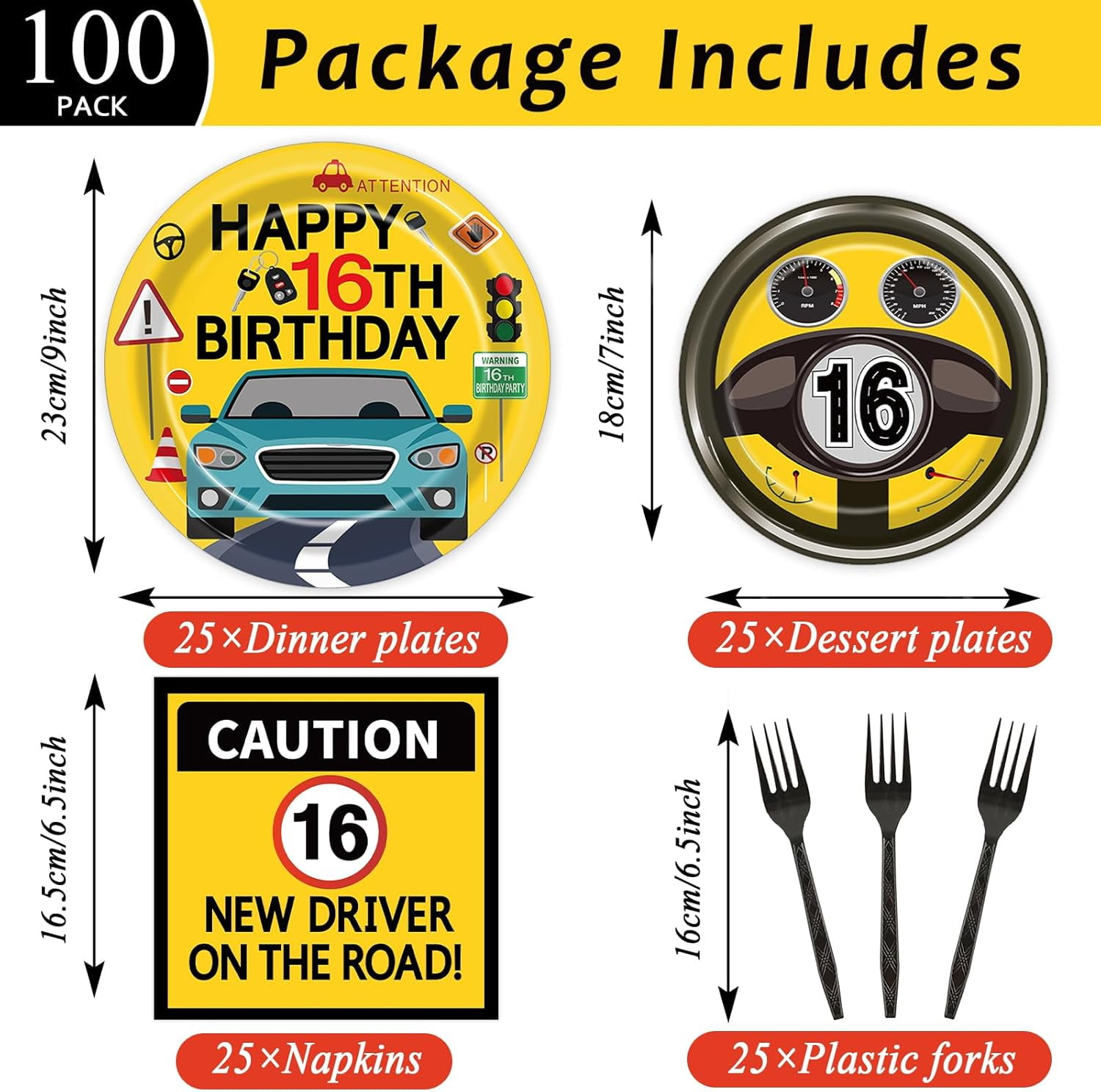 YUYAN-100 Pcs Drivers License 16th Birthday Party Decorations New ...