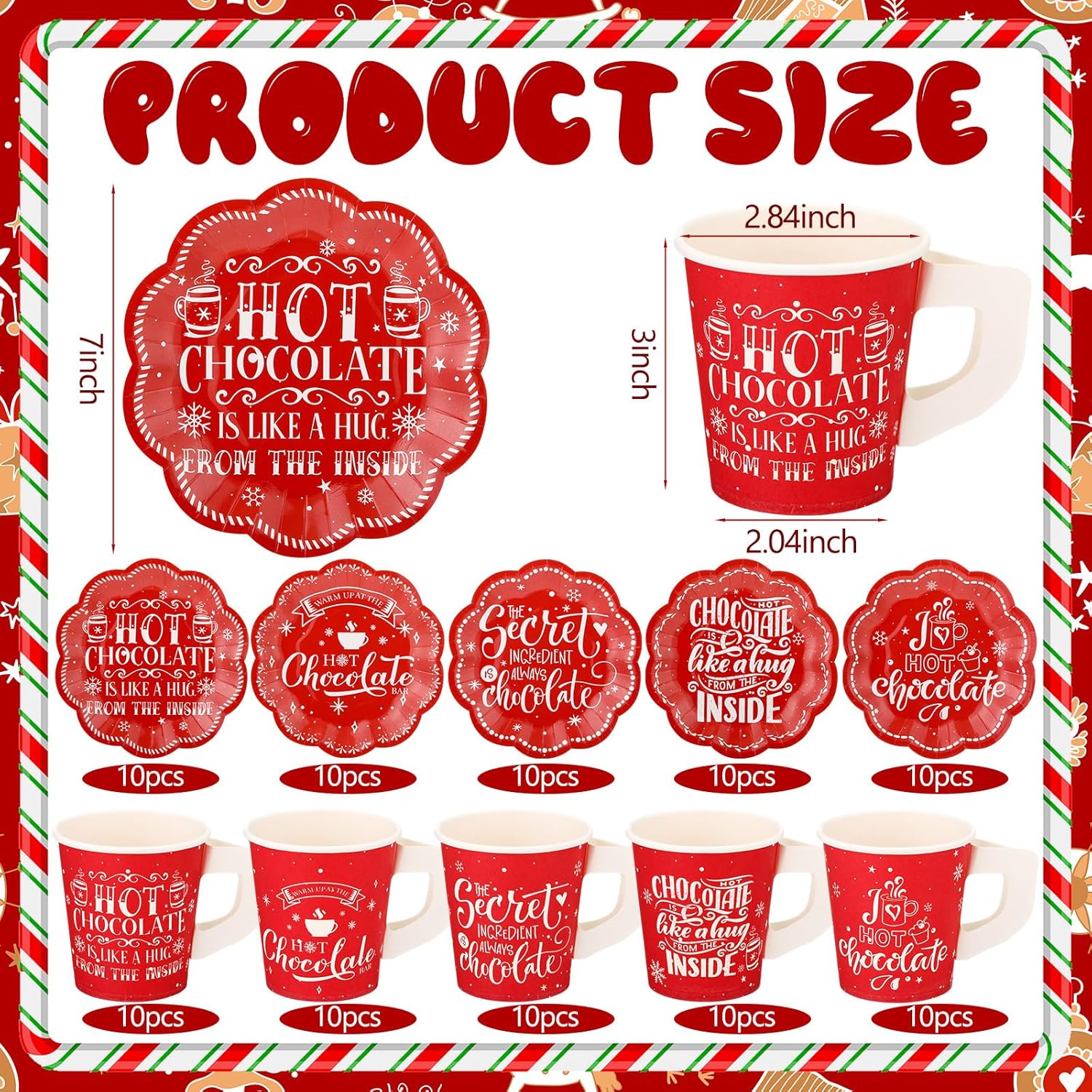 YUYAN-100 Pcs Hot Cocoa Party Supplies Christmas Tea Party 50 ...