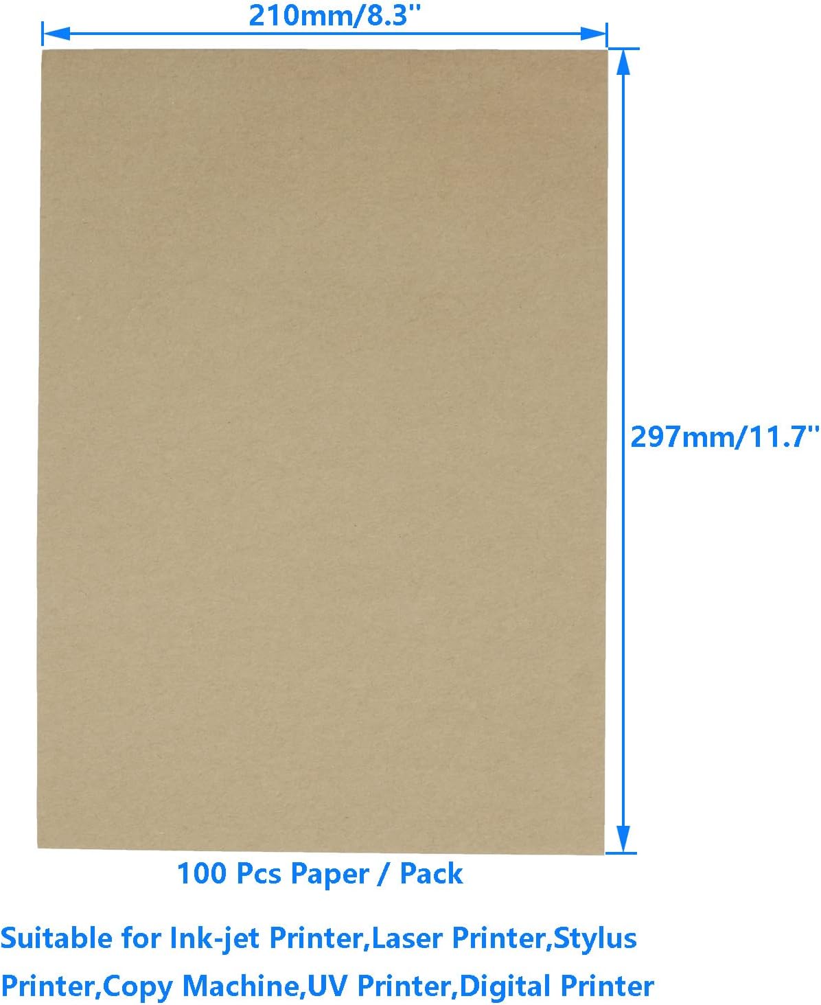 YUYAN-100 Sheets Kraft Sticker Paper Labels, 8-1/4" x 11-11/16" Self ...