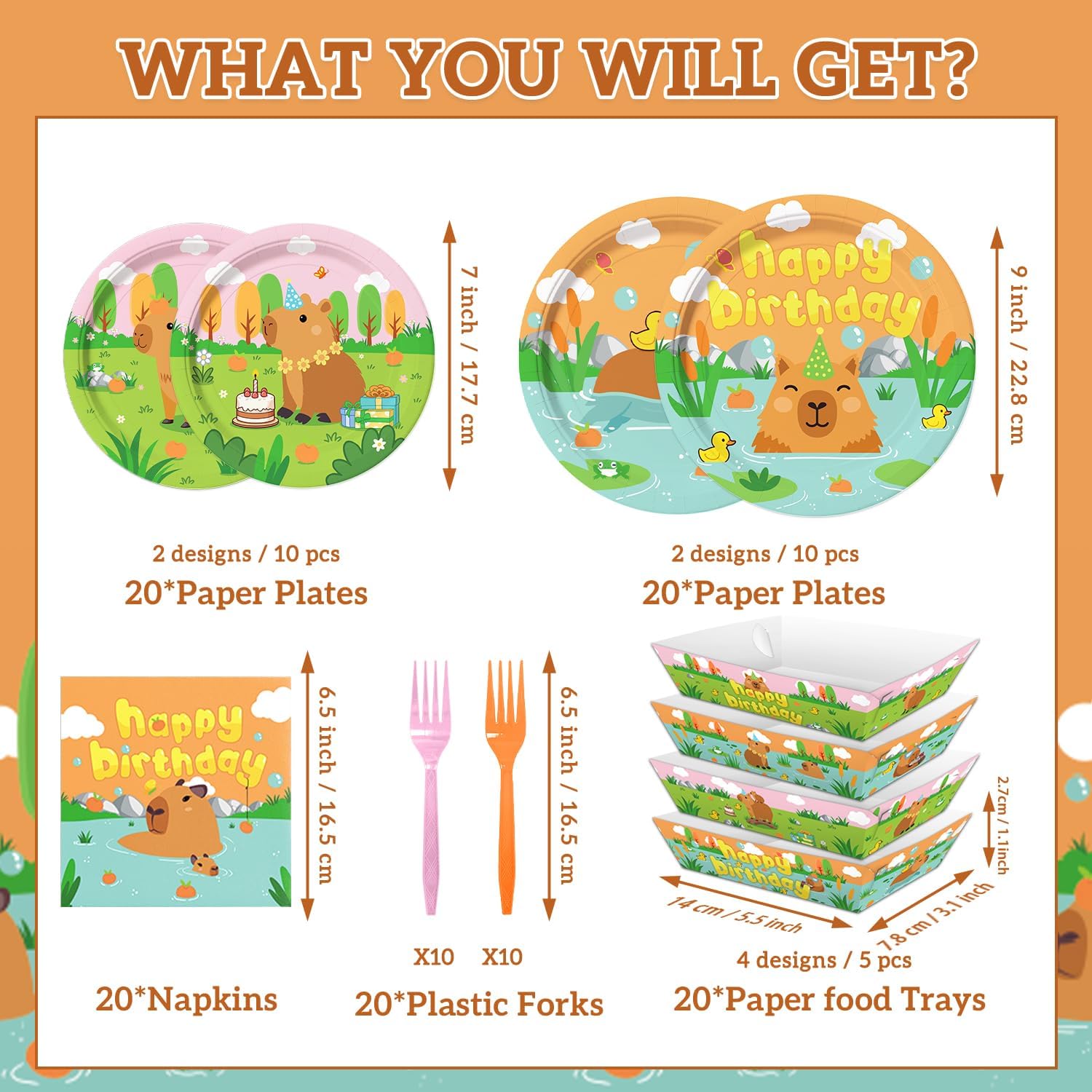 YUYAN-100PCS Capybara Birthday Party Decorations, Capybara Party ...