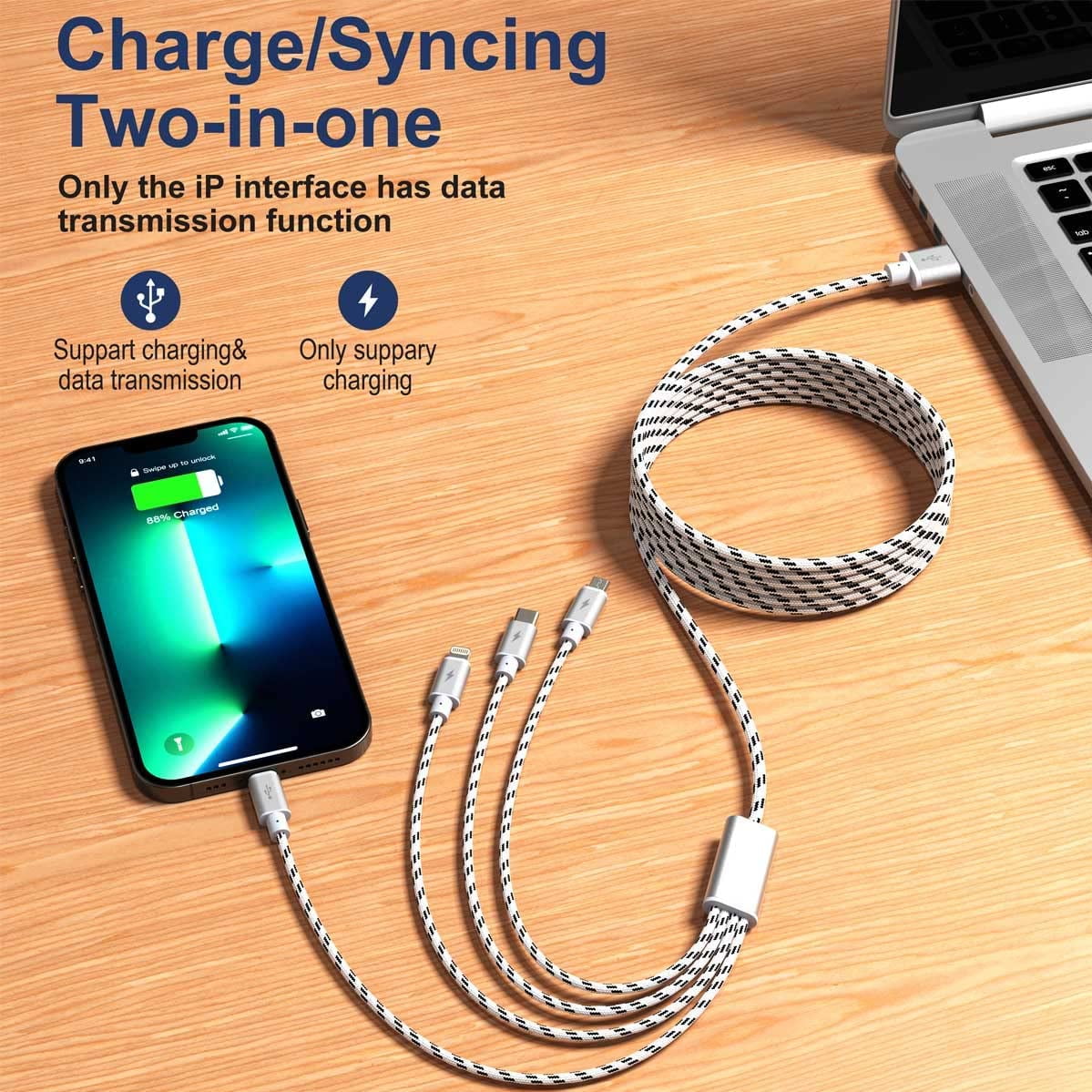 YUYAN-10ft Multi Charging Cable, 2Pack 4 in 1 Long Multiple Charging ...