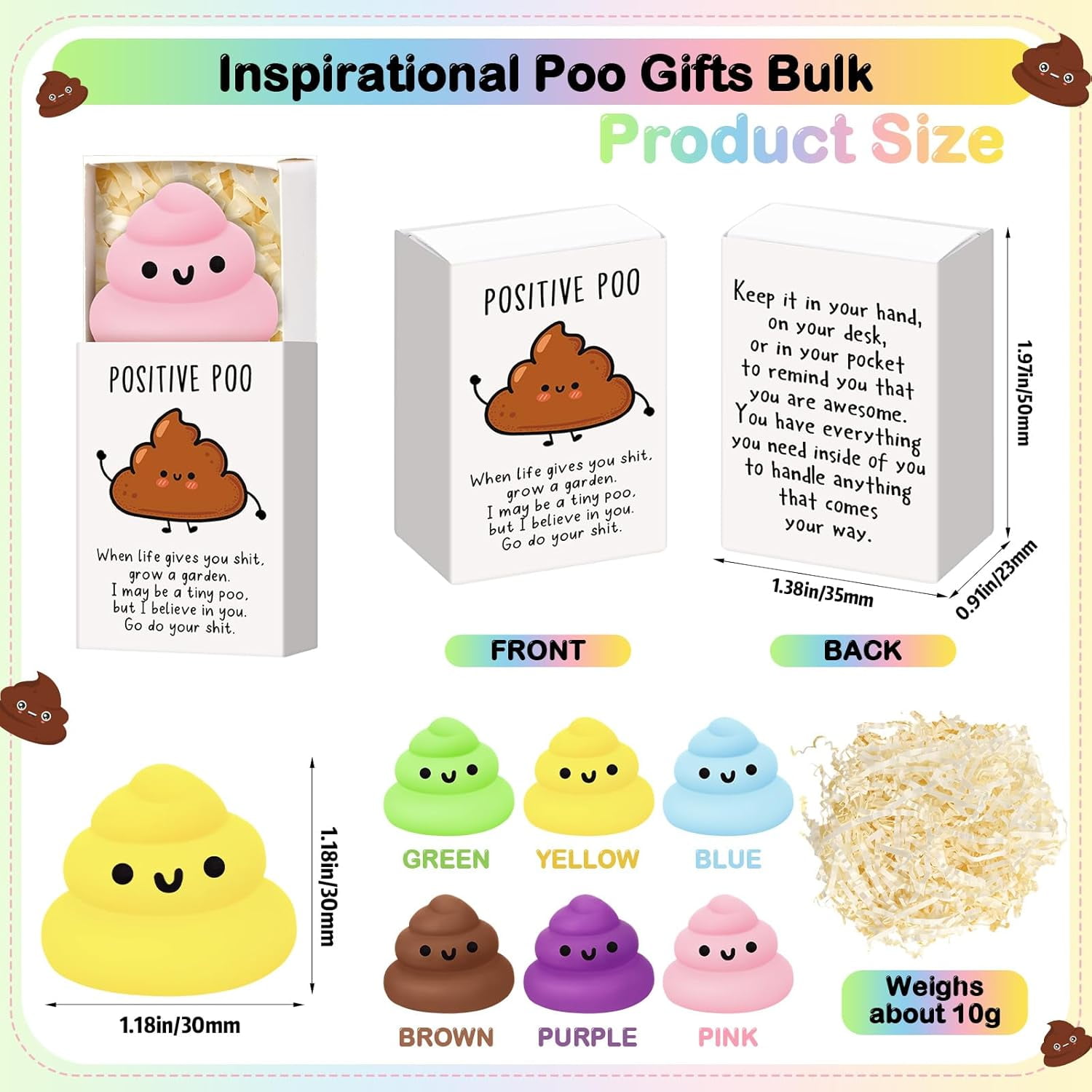 YUYAN-12 Sets Poo Gifts Positive Cute Stress Balls with Support Gift ...