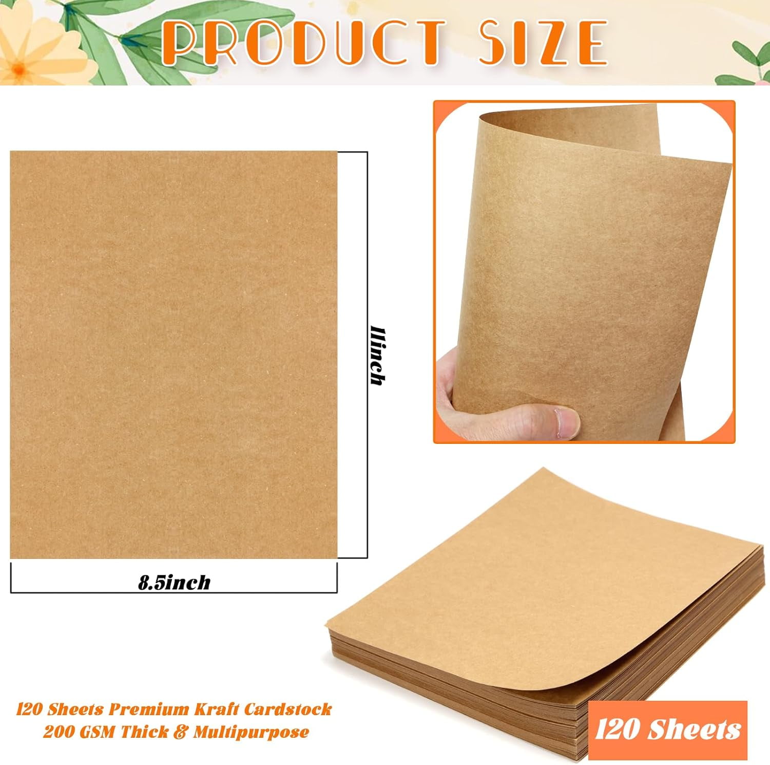 YUYAN-120 Sheets Brown Kraft Cardstocks, 8.5 x 11 Inch Letter Size ...